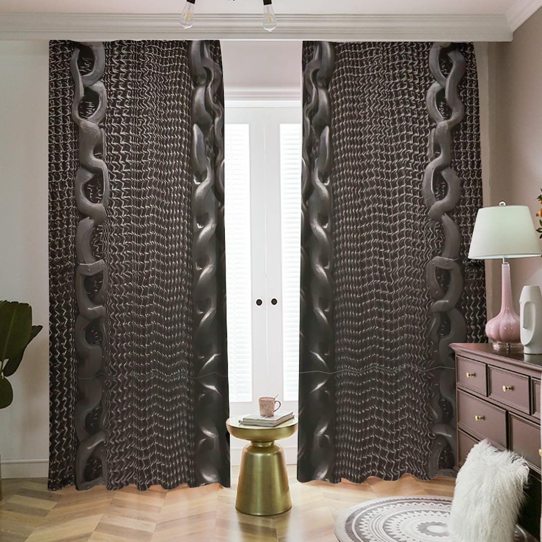 Medieval Blackout Curtains, Chainmail Opaque Drapes, Set of 2 Panel ...