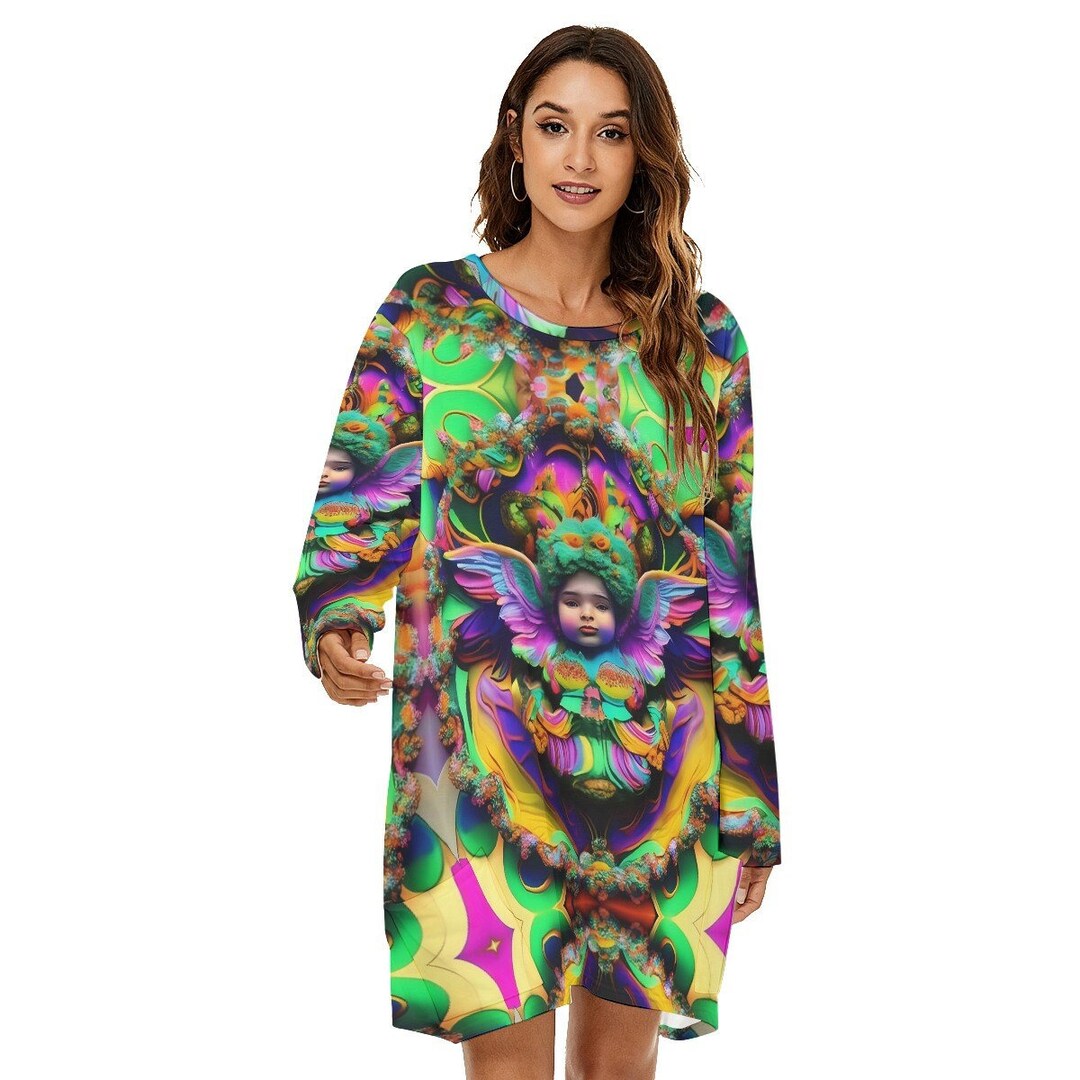 Cherub Dress Relaxed Angel Crew Neck Mini Psychedelic Tie Dye - Etsy