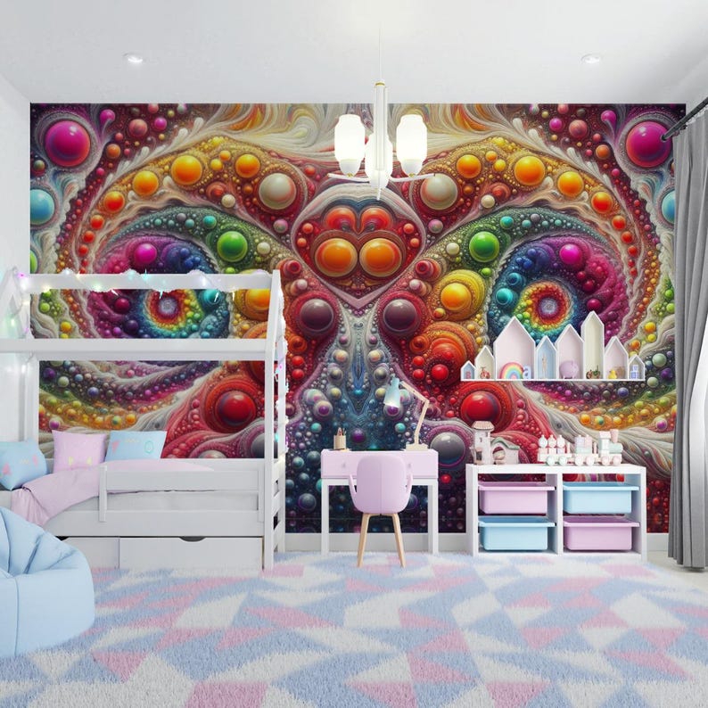 Psychedelic Wallpaper Peel and Stick, Vinyl Wall Mural, 3d Tentacles ...