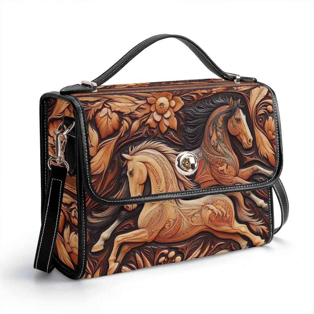 Western Leather Satchel, Genuine Leather Horse Handbag, Horse Shoulder ...