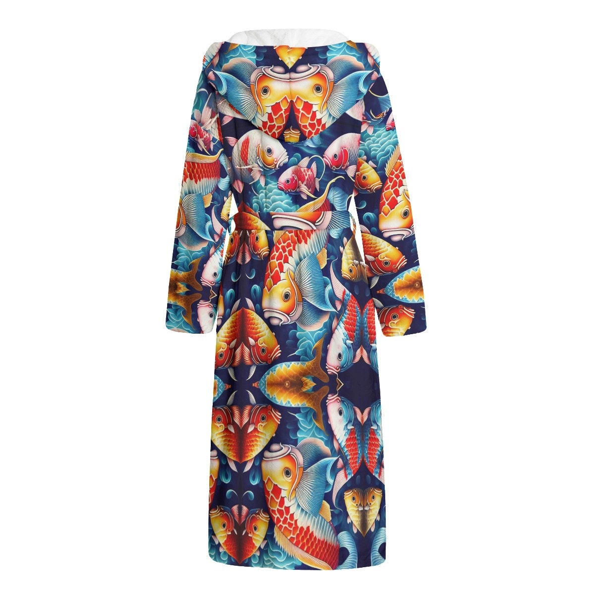 Koi Fish Robe, Hooded Bathrobe, Unisex Robe, Thick Cuddly, Plus Sizes ...