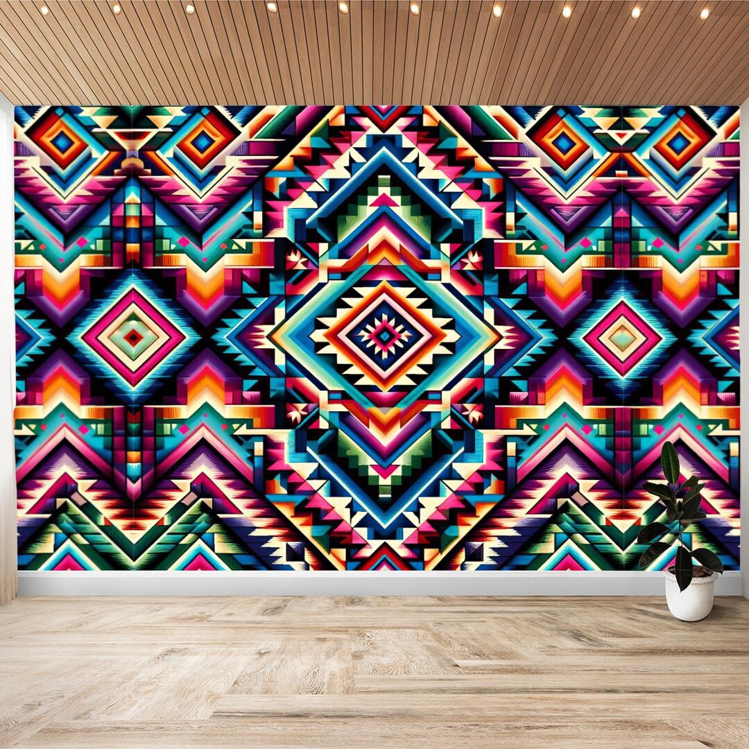 Southwestern Aztec Art Wallpaper Peel and Stick, Vinyl Wall Mural, Art ...