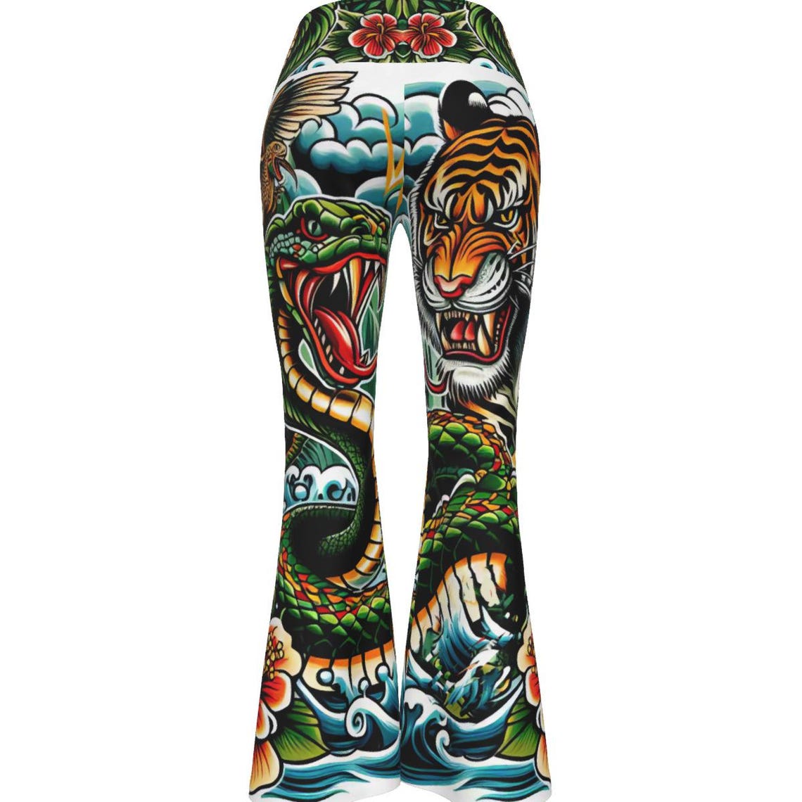 Tiger Cobra Yoga Pants, Flare Leggings, Tattoo Ink Athletic Pants ...