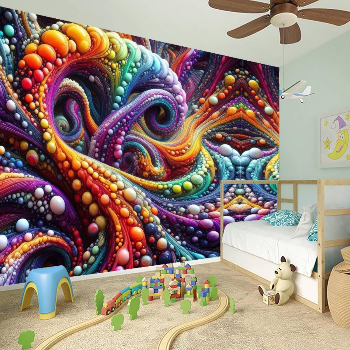 Psychedelic Tentacles Wallpaper Peel and Stick, Vinyl Wall Mural, DIY ...