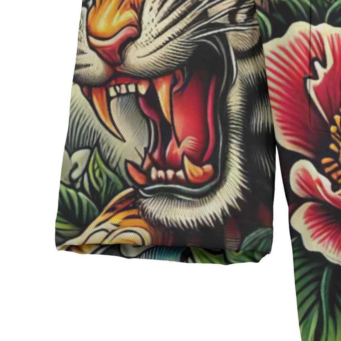 Tiger Tattoo Long Cotton Jacket, Sherpa Fleece Overcoat, Hooded Cloak ...