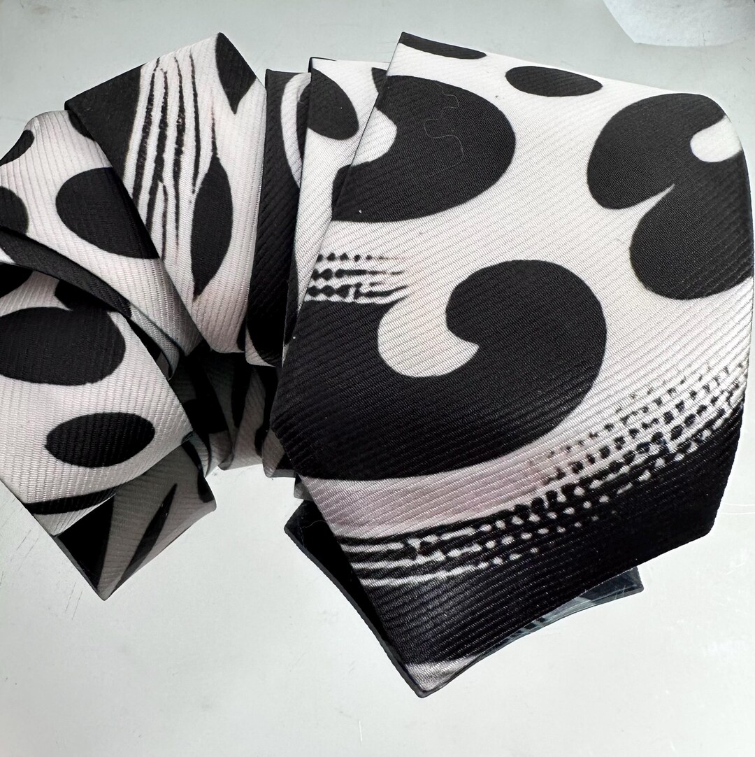 Handmade Snow Leopard Tie, Optical Art Necktie, Baroque, Polka Dots ...