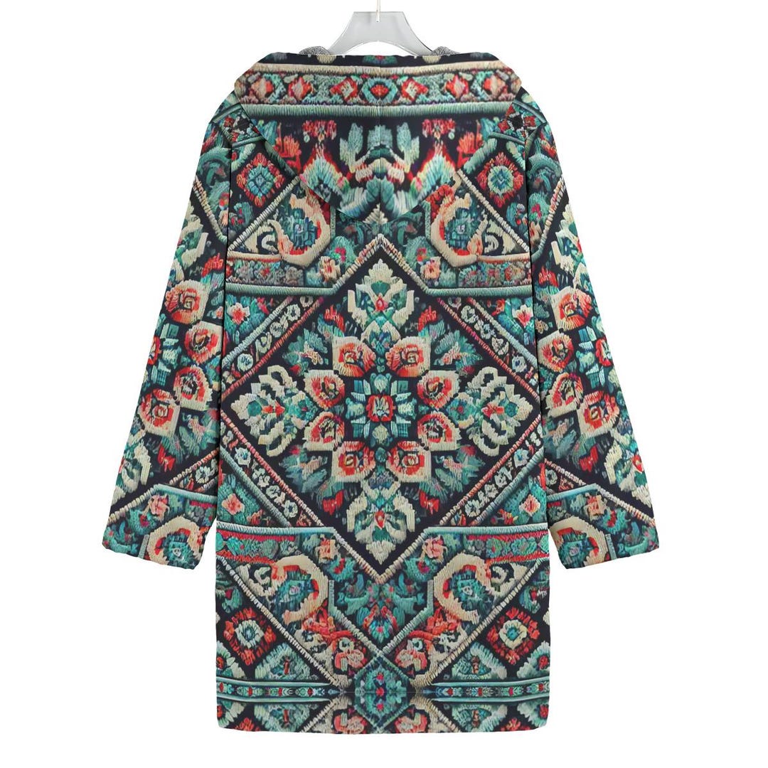 Norwegian Icelandic Cotton Hooded Jacket Fair Isles Cloak Fur Unisex ...
