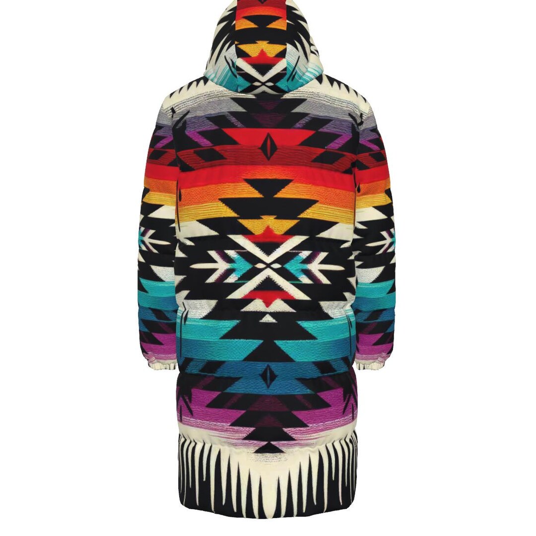 Southwestern Puffer Coat, Aztec Western Puff, Genuine Duck Down Jacket ...
