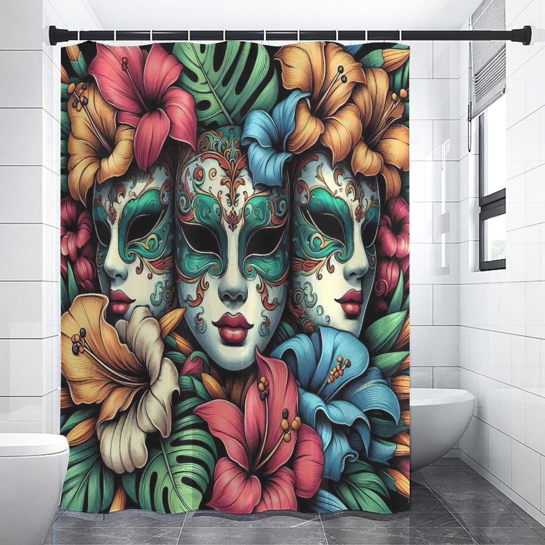 Art Nouveau Venetian Masks Shower Curtain Home Decor Colorful ...