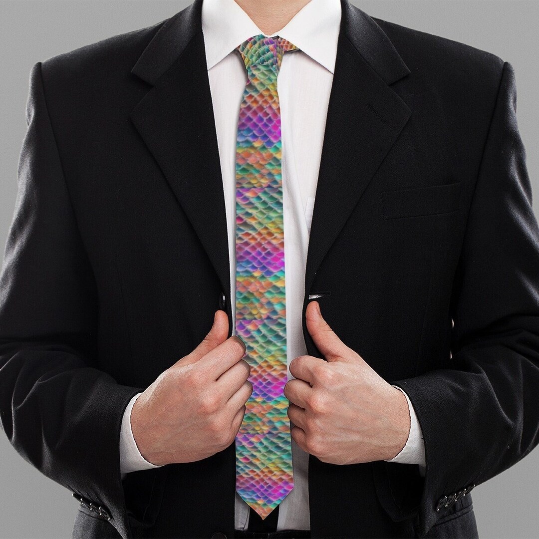 Pink Scales Fish Mermaid Man's Tie Necktie Neckwear Gift for Him, Gift ...
