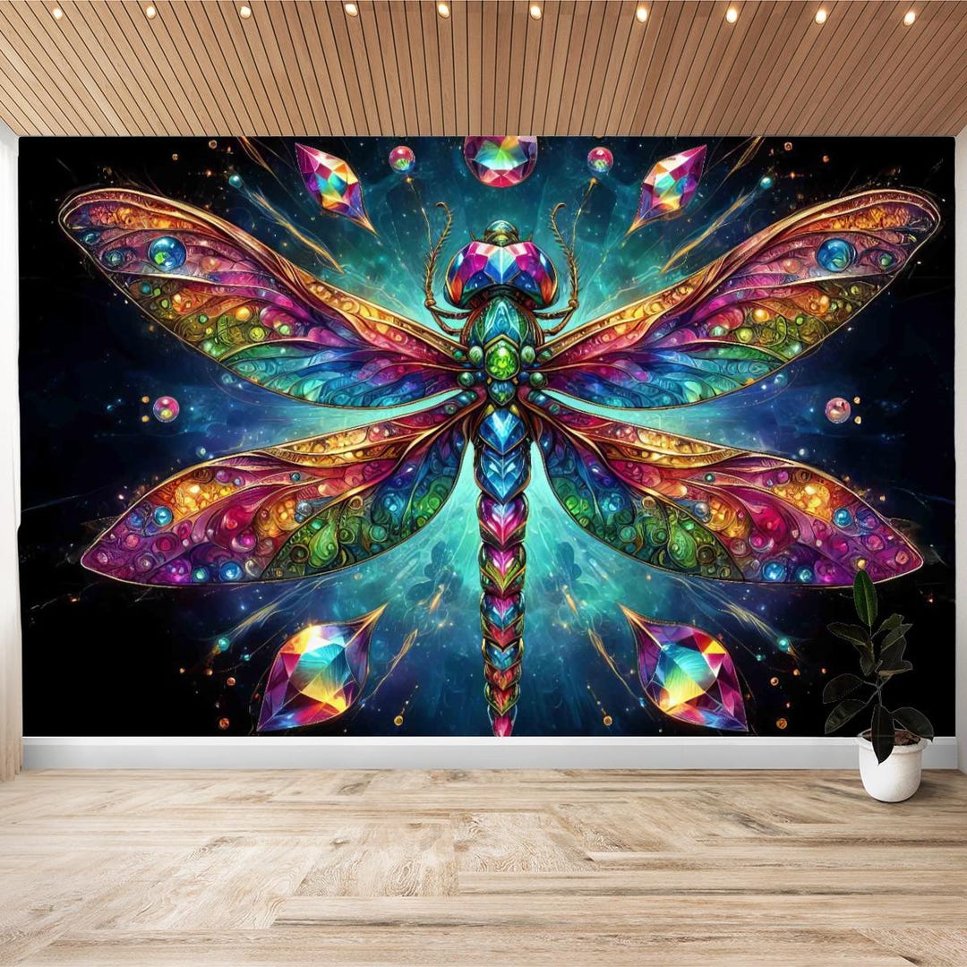 Dragonfly Wallpaper Peel and Stick, Vinyl Wall Mural, Art Statement ...