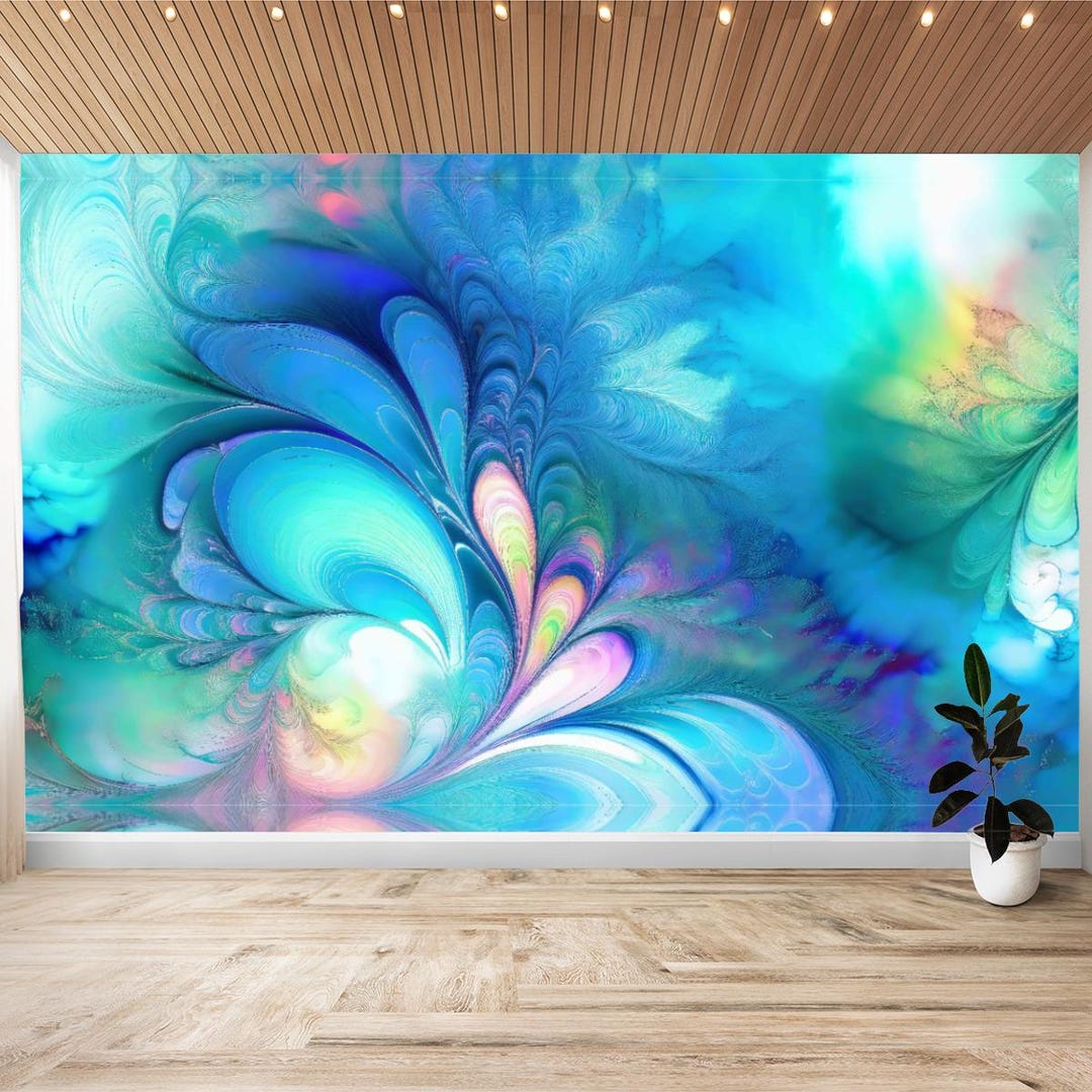 Psychedelic Wallpaper Peel and Stick, Vinyl Wall Mural, Watercolor, DIY ...