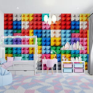 Building Blocks Wallpaper Peel and Stick, Vinyl Wall Mural, Art ...