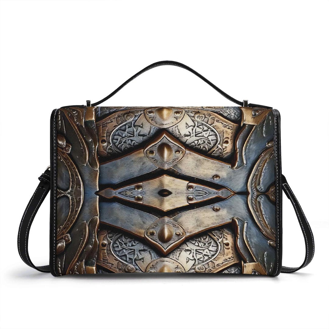 Baroque Genuine Leather Satchel, Medieval Armor Leather Pocketbook ...