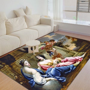 Goddess Rug, Simon Vouet Muses Angel Putti Floor Mat Victorian Rococo ...