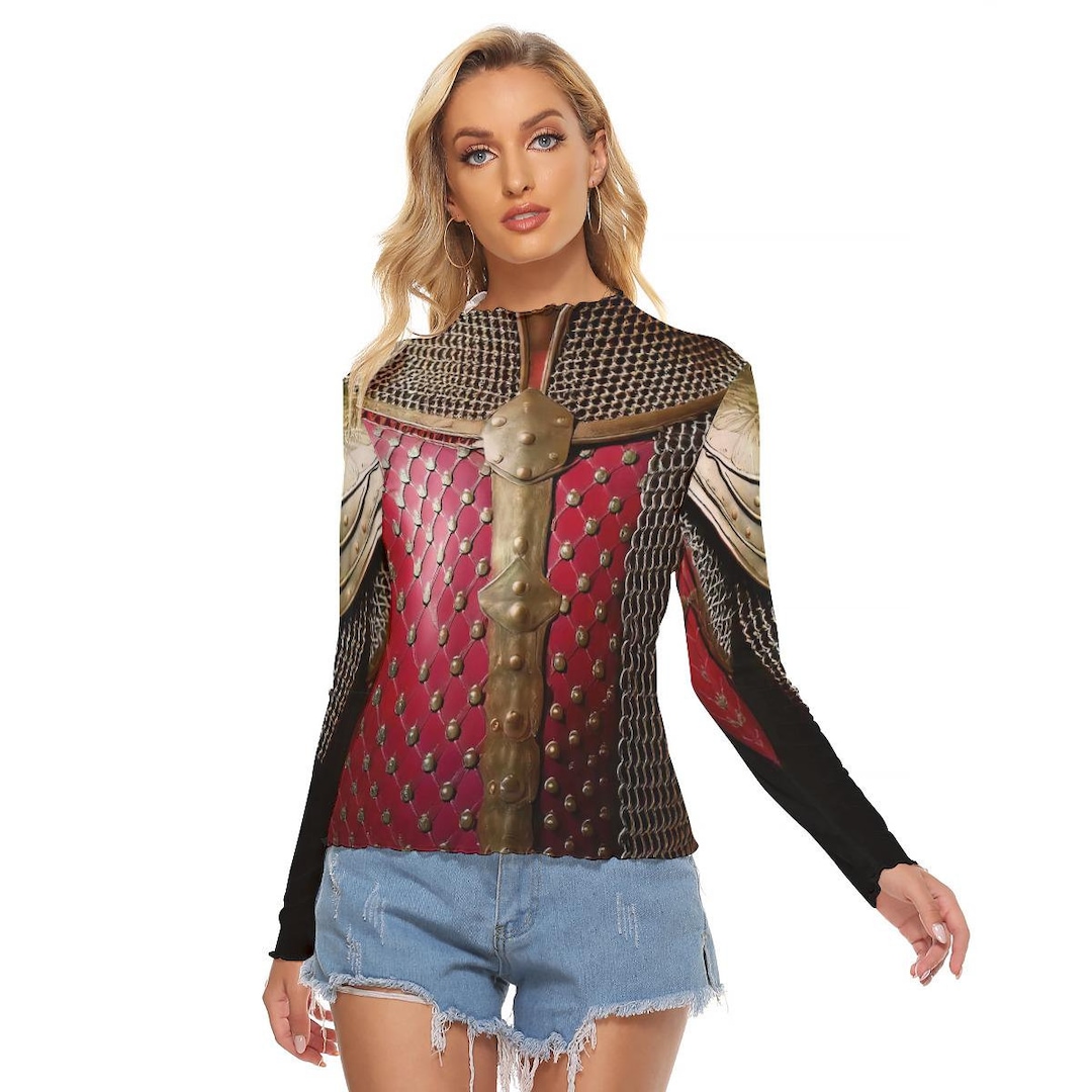 Medieval Mesh Shirt, See Thru Blouse ,red Second Skin Tight Top, Sheer ...
