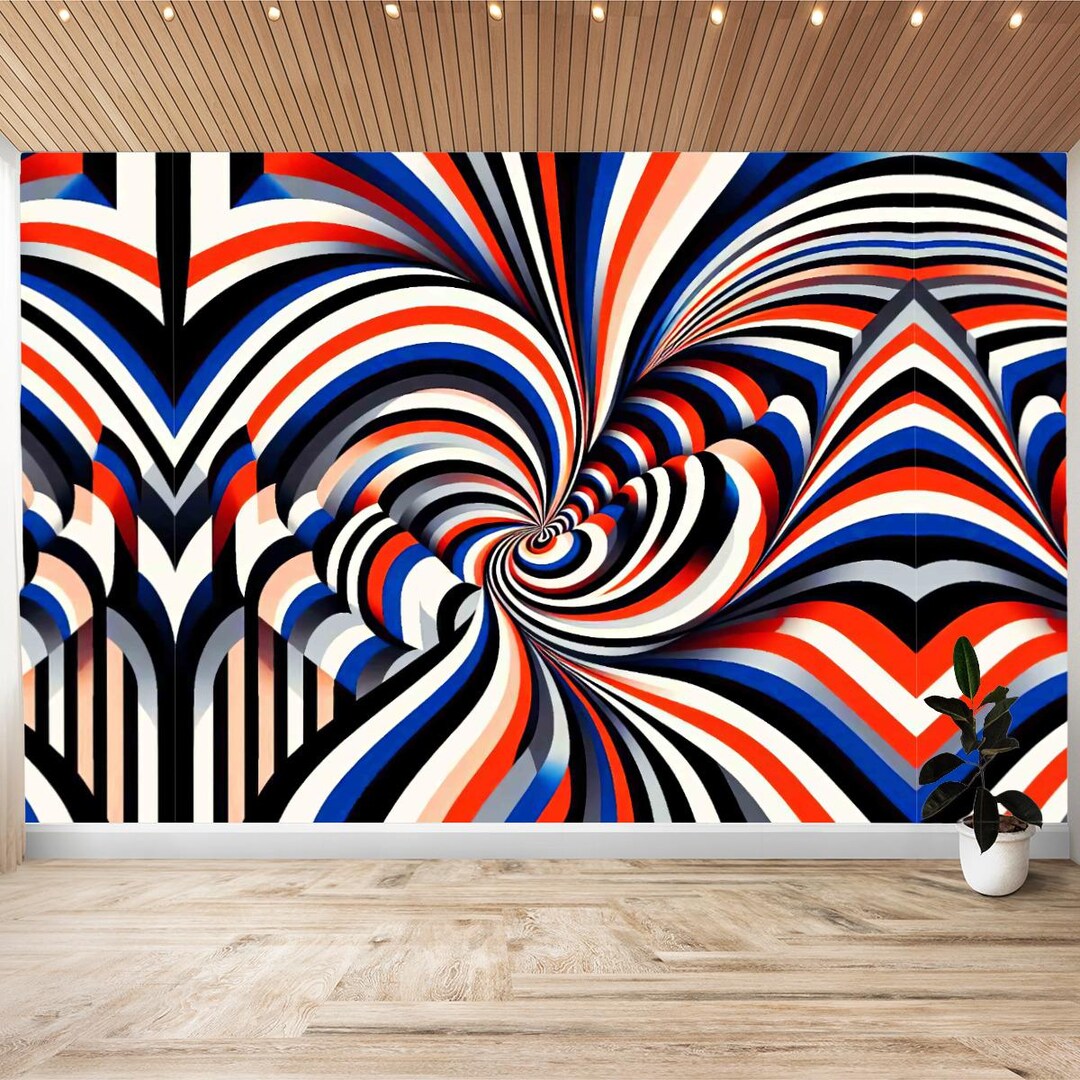 Psychedelic Wallpaper Peel and Stick, Vinyl Wall Mural, Op Art, DIY ...