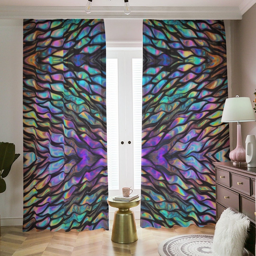 Tarpon Fish Scale Curtains, Psychedelic Holographic Blackout Curtains ...