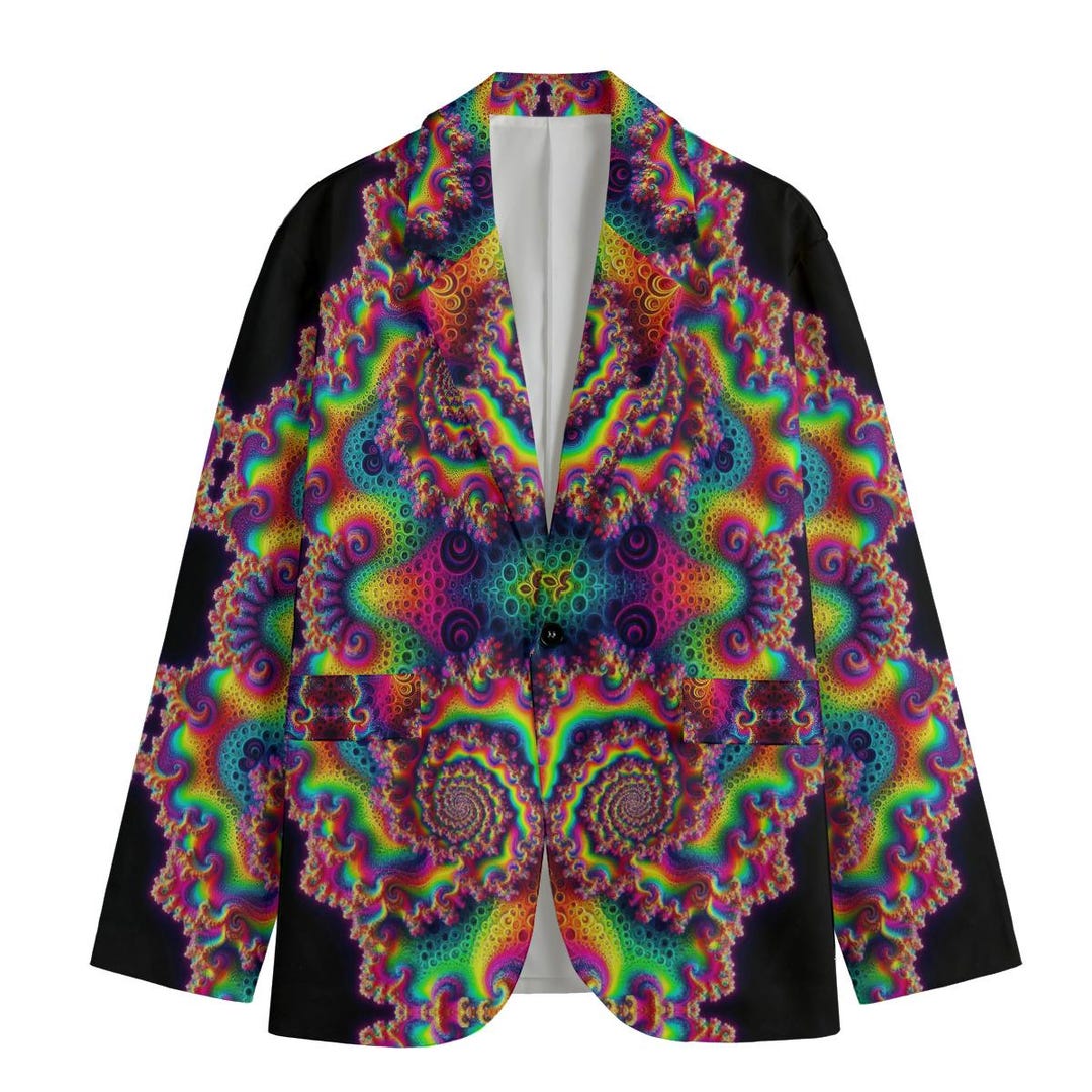 Psychedelic Blazer, Trippy Mens Sports Coat, Rave Cotton Suit Jacket ...