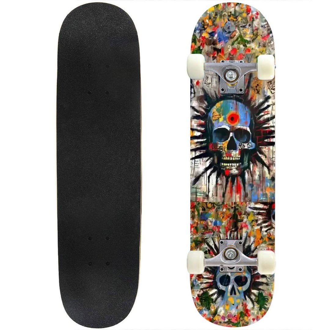 Graffiti Skull Skateboard, Crude Art Deviant 8 Maple Wood Skate Board ...