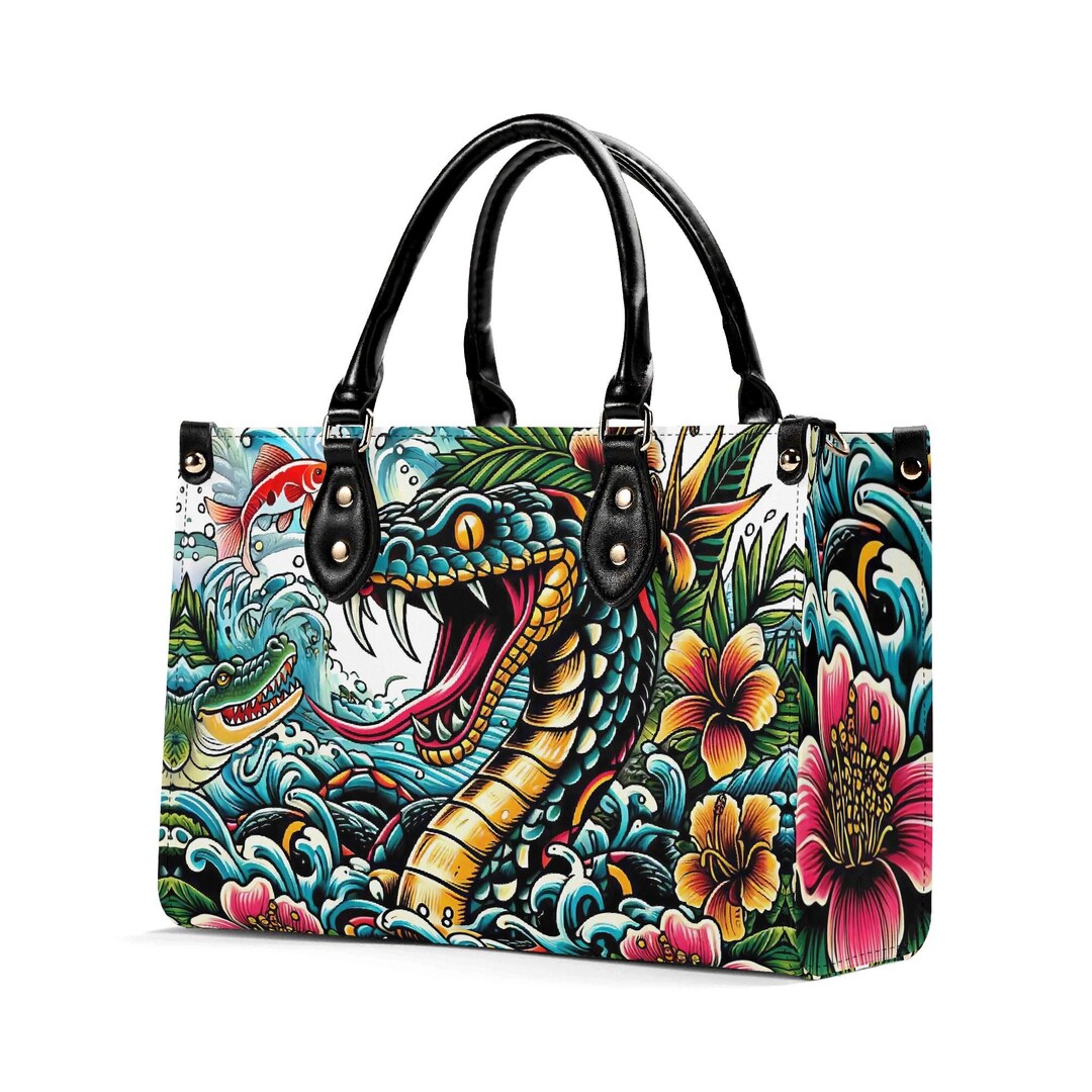 Cobra Luxury Leather Handbag, Top Handle Pocketbook, Snake Top Grain ...