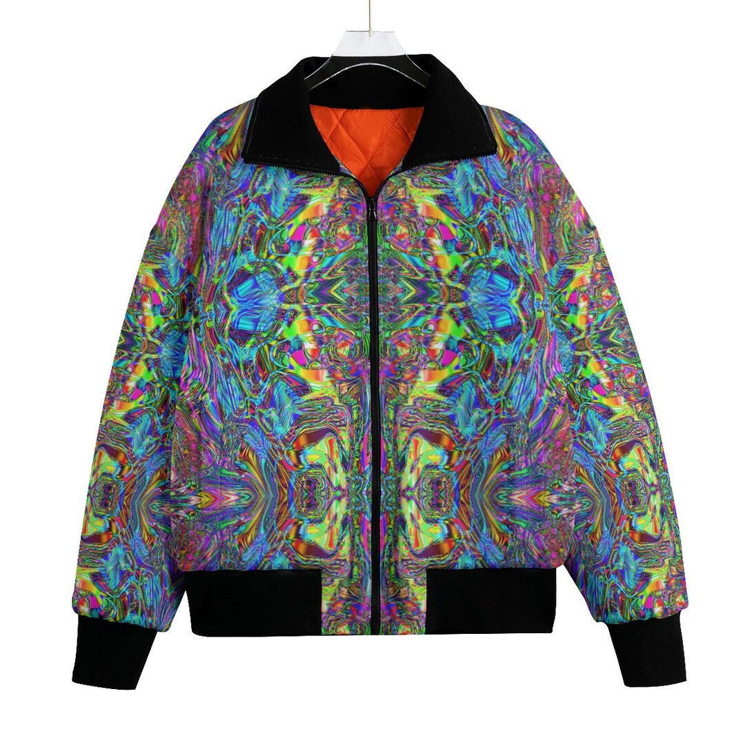Psychedelic Trippy Liquid Mandala Jacket Coat Bomber Festival Boho ...