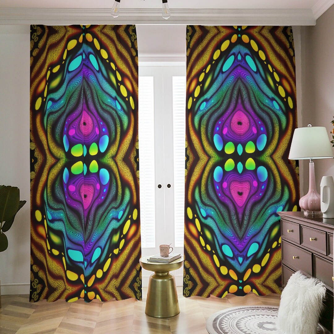 Psychedelic Op Art Blackout Curtains Black Out Bedroom Optical - Etsy