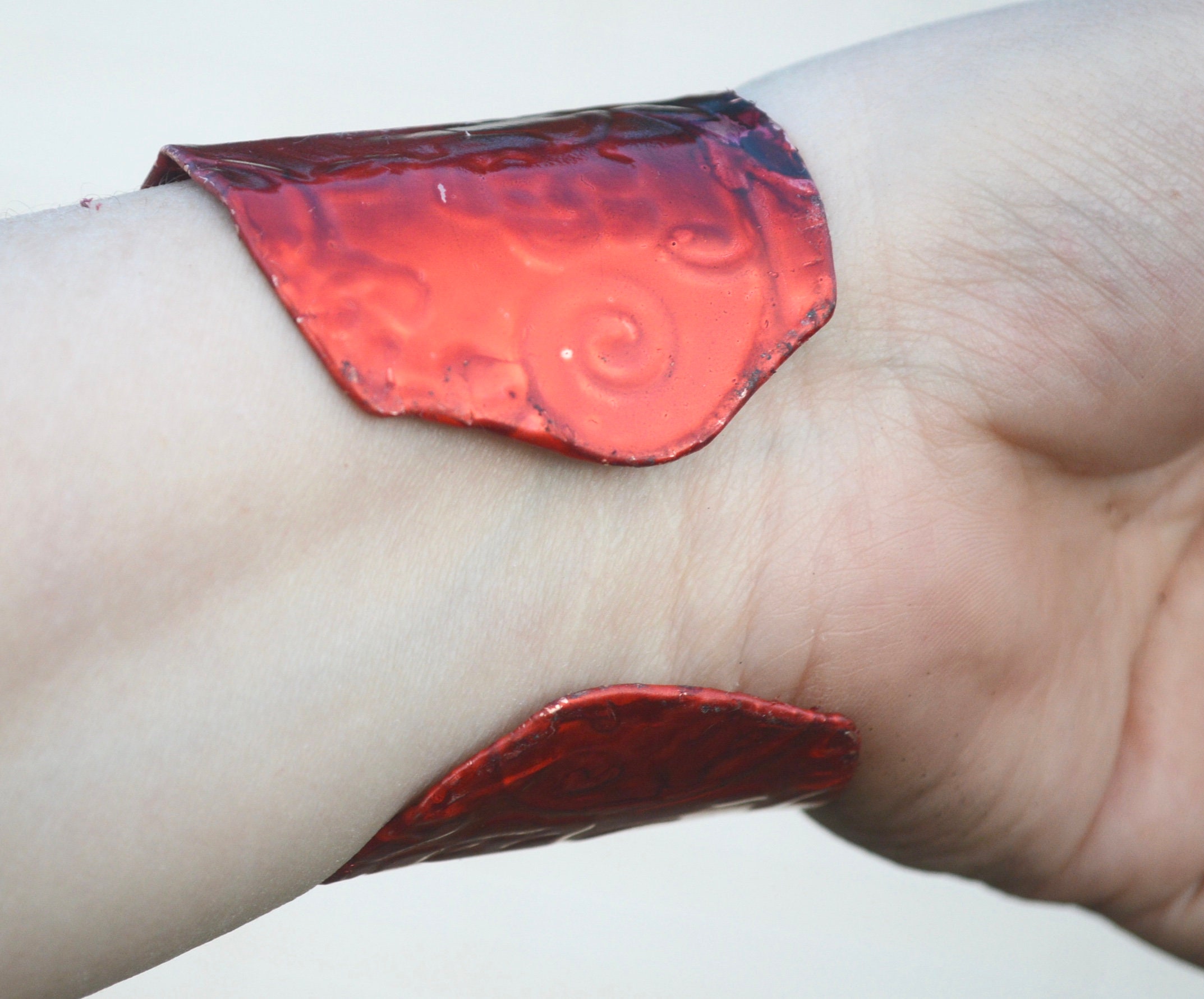 Red Patina Floral Wide Solid Copper Cuff Bracelet Handmade Valentines ...