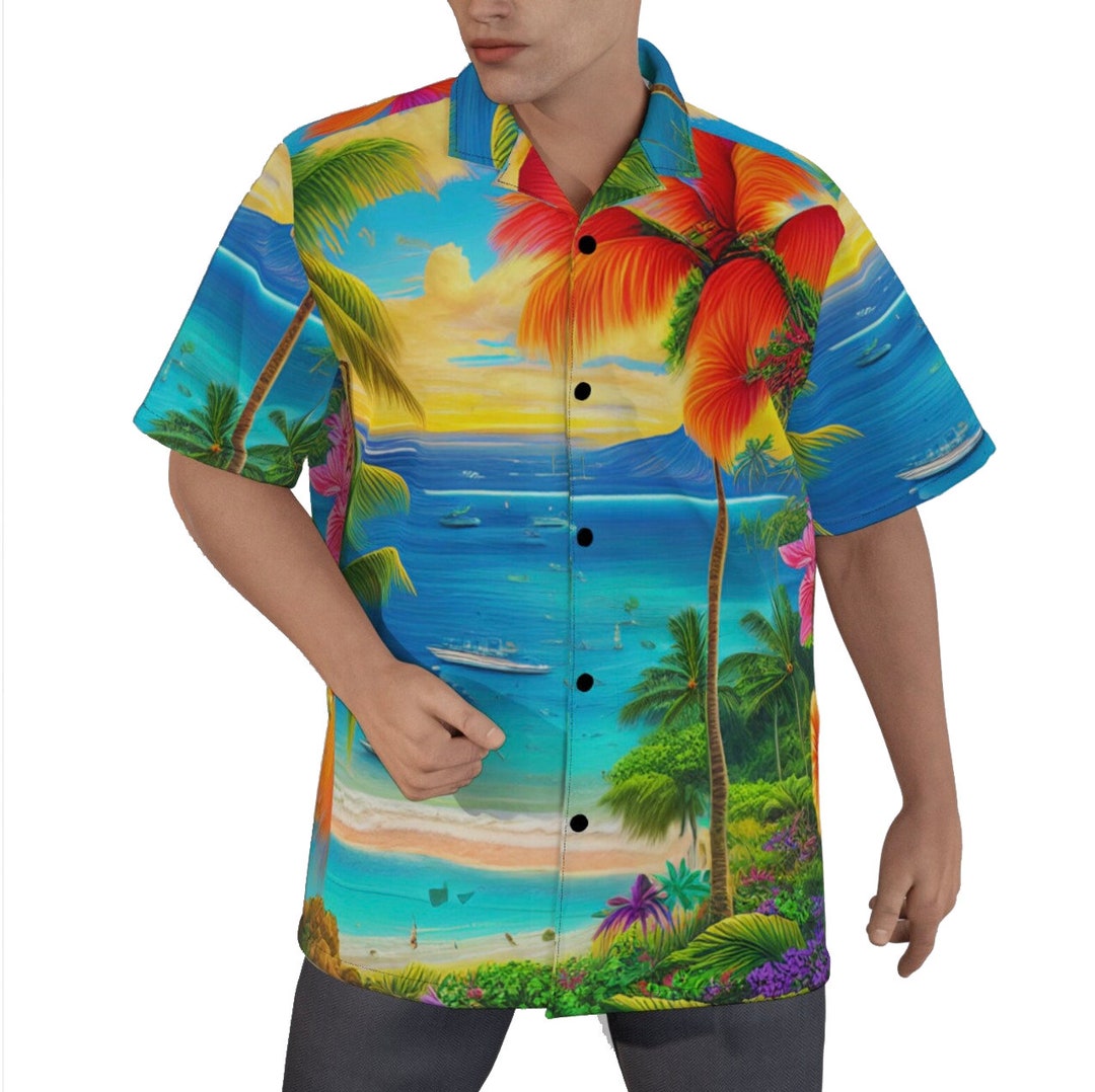 Men's Hawaiian Aloha Shirt Cotton Big & Tall Button up Short Sleeve ...