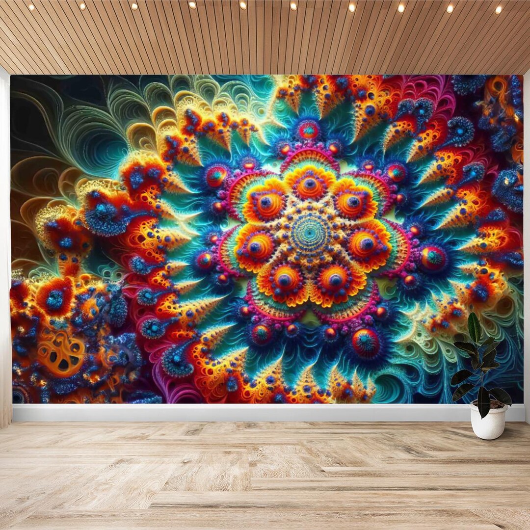 Psychedelic Wallpaper Peel and Stick, Vinyl Wall Mural, DIY Home Decor ...