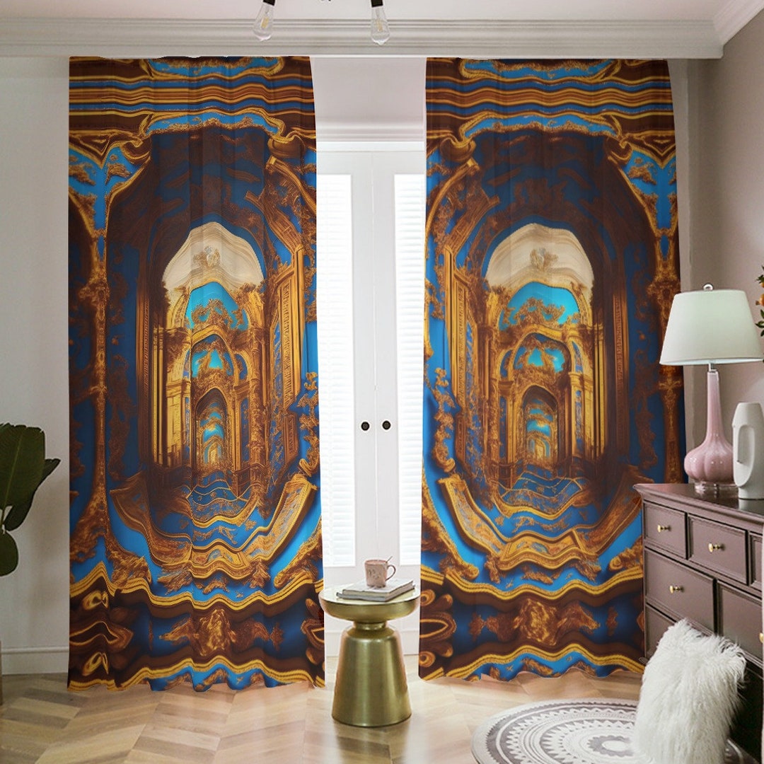 Baroque Optical Illusion Curtain Psychedelic Blackout Curtains Opaque ...