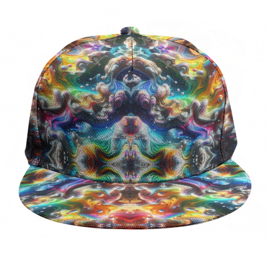 Trippy Trucker Hat , Rainbow Chakra Lava Hat, 3d Fractal Baseball Cap ...