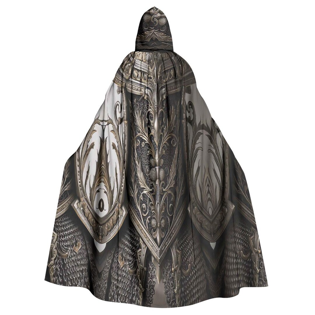 Silver Medieval Cloak Gladiator Cape, Unisex Viking 3D Hooded Robe ...