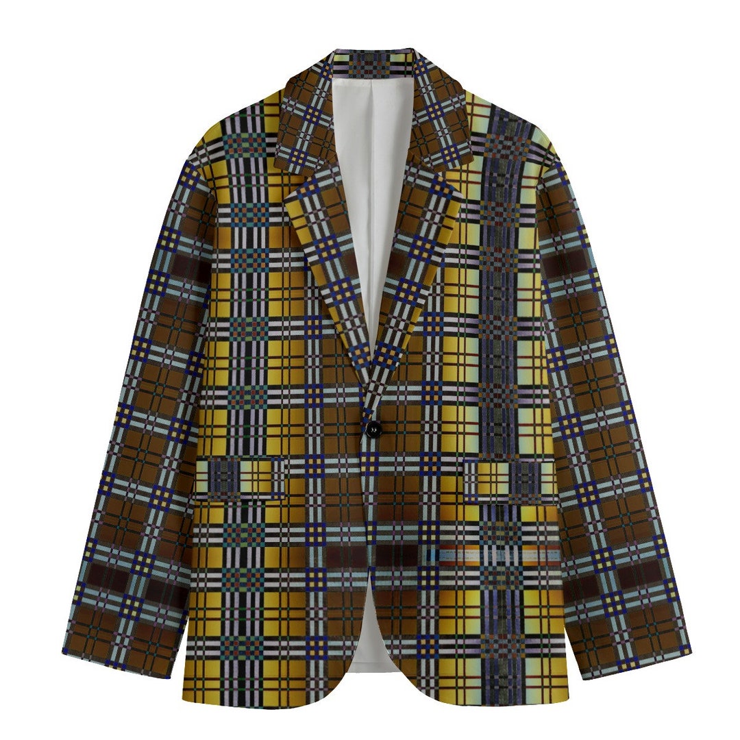 Brown Window Pane Blazer, Cotton Plaid Suit Jacket, Nova Check Sports ...