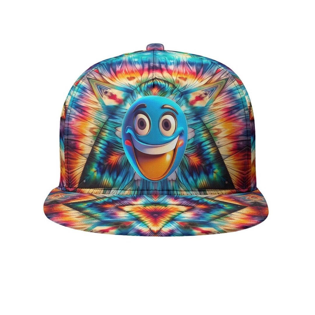 Happy Face Emoji Psychedelic Trippy Tie Dye Hat, Graffiti Baseball Cap ...