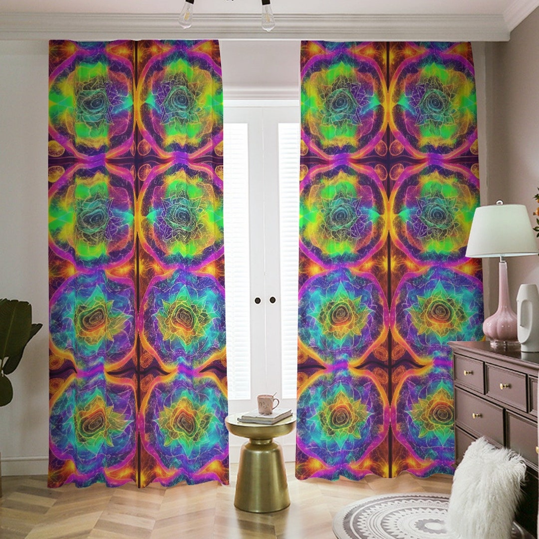 Mandala Sacred Geometry Blackout Curtains Black Out Bedroom Living Room ...