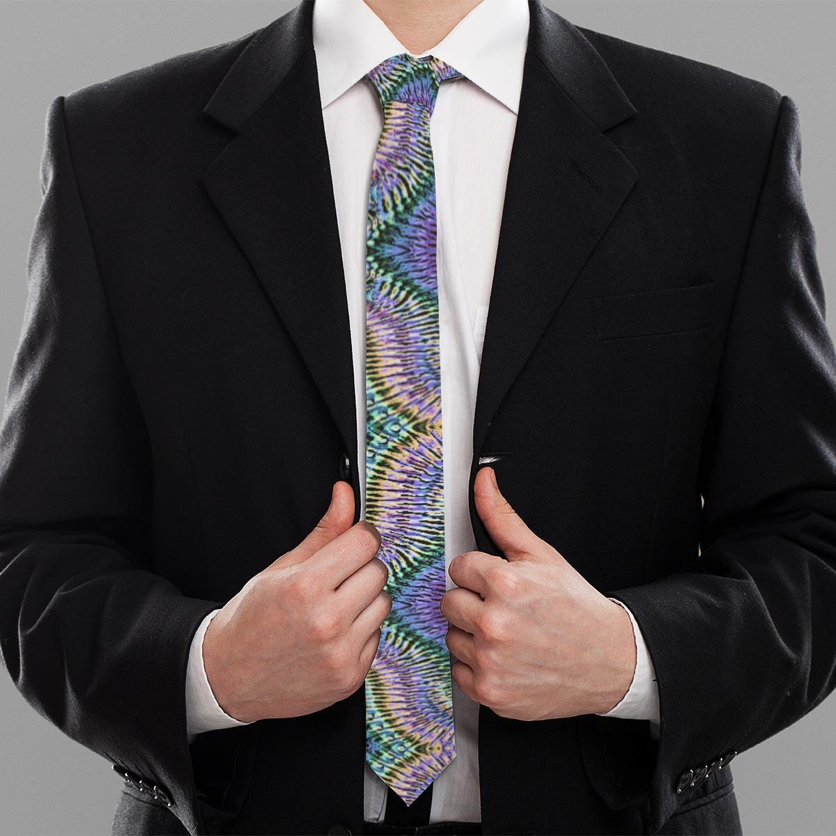 Mens Tie Dye Psychedelic Trippy Tie Lavender Necktie,tied Dyed Neckwear ...