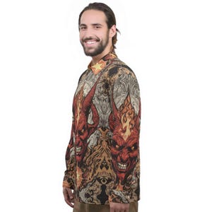 Devil Satin Shirt, Mans Gothic Dress Shirt, Evil Goth Button Down ...