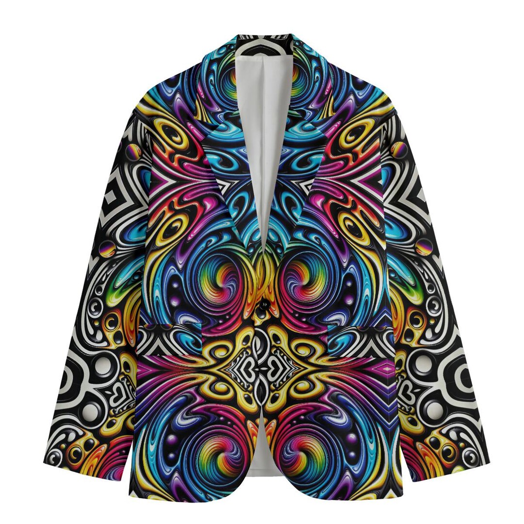 Psychedelic Blazer, Trippy Mens Sports Coat Cotton Suit Jacket Rave ...