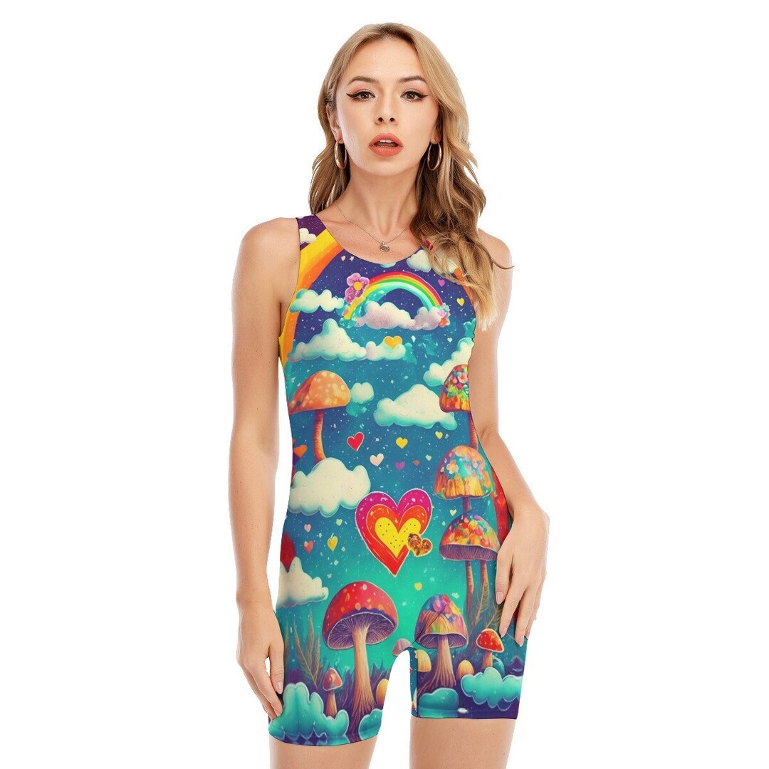 Psychedelic Mushroom Rainbow Boy Short One Piece Bathing Suit Swimsuit ...