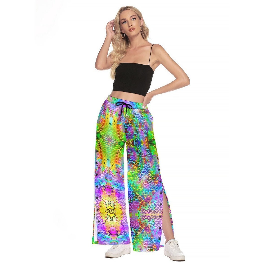 Stained Glass Tie Dye Psychedelic Side Snaps Palazzo Pants - Etsy