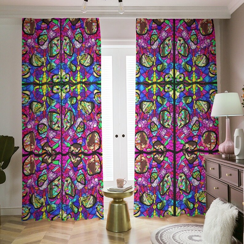 Stained Glass Stain Psychedelic Crystalized Blackout Curtains Opaque ...