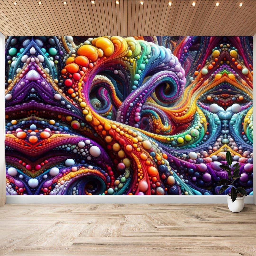 Psychedelic Tentacles Wallpaper Peel and Stick, Vinyl Wall Mural, DIY ...