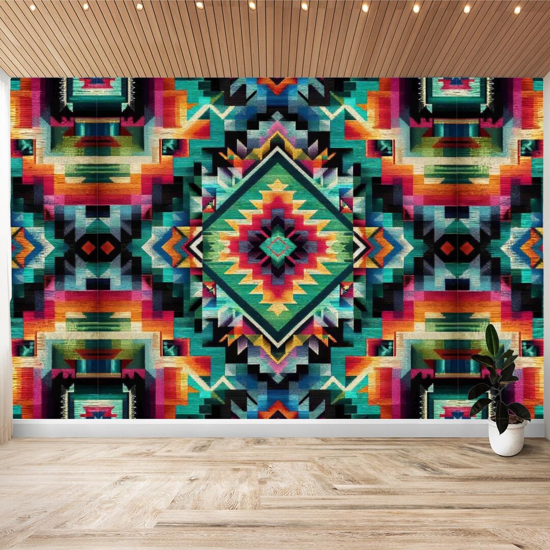 Southwestern Aztec Art Wallpaper Peel and Stick, Vinyl Wall Mural, Art ...