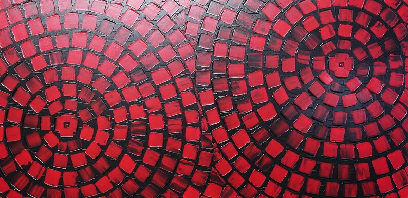 Red and Black Squares Painting on Large Canvas Wall Art Deco - Etsy