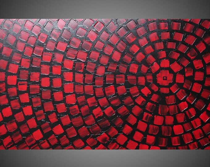 ORIGINAL Abstract Acrylic Painting Art Deco Textured Black Red - Etsy