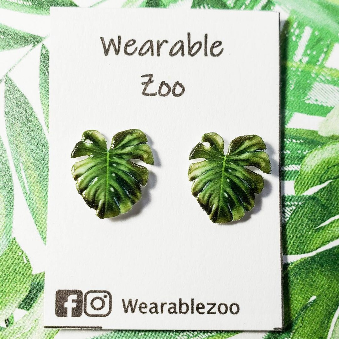 Monstera Deliciosa Earrings, Monstera Jewelry, Plant Earrings, Plant ...