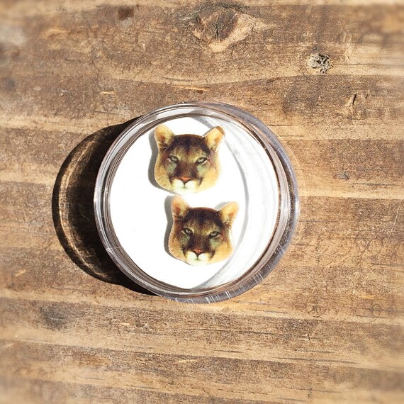 Mountain lion earrings puma cougar jewelry big cat | Etsy