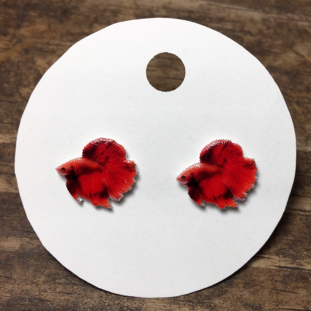 Betta Fish Earrings | Betta Jewelry | Fish Jewelrry | Red Betta ...