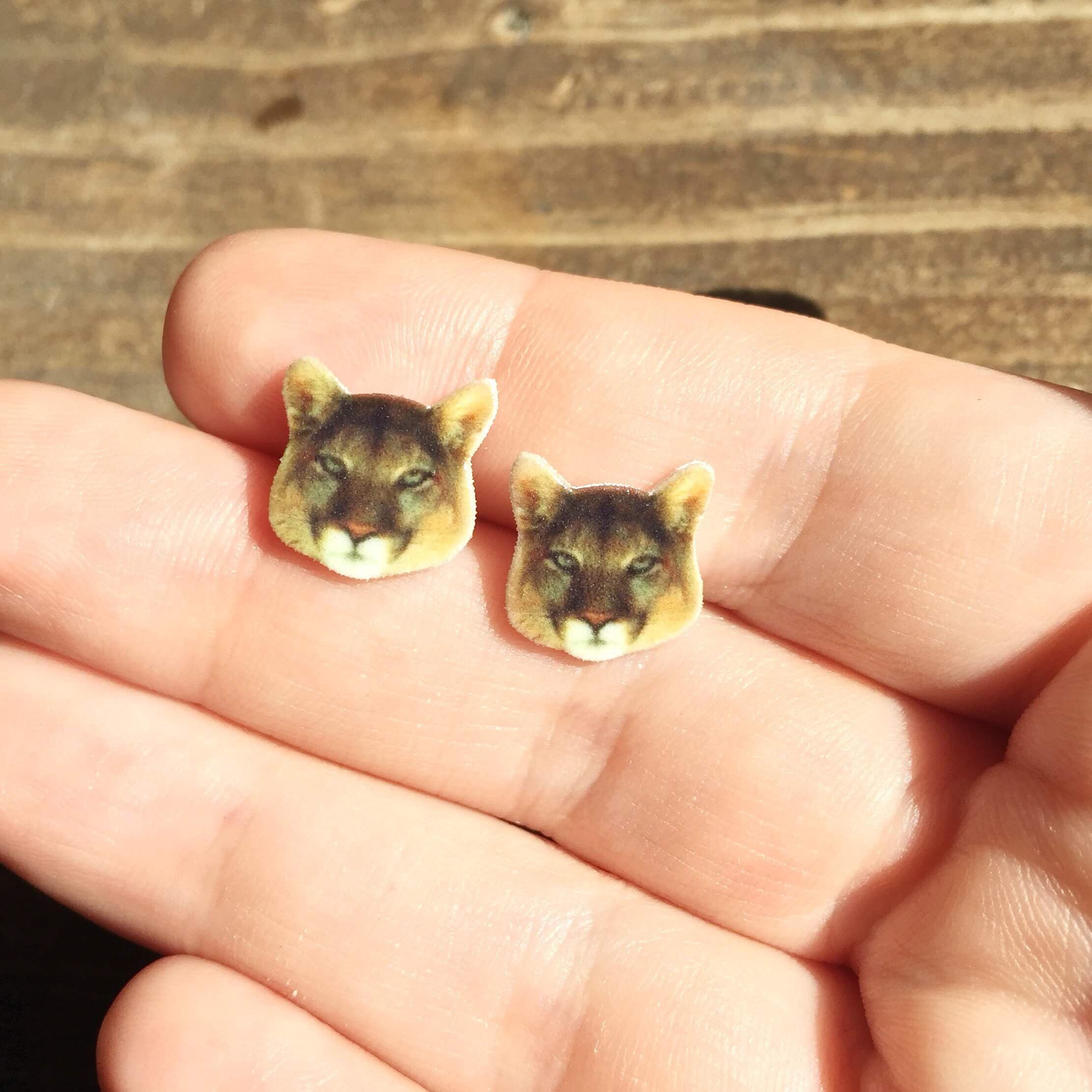 Mountain Lion Earrings Puma Cougar Jewelry Big Cat - Etsy